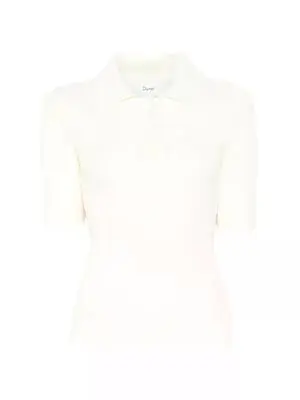 DUNST Ribbed-knit Polo Top - Neutrals