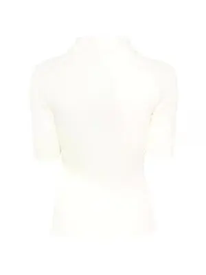 DUNST Ribbed-knit Polo Top
