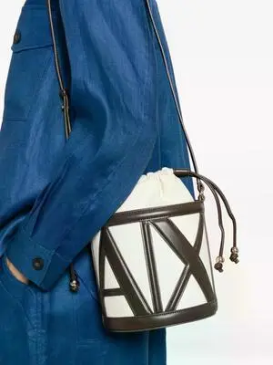 Armani Exchange Logo-patch Leather-trim Bucket Bag