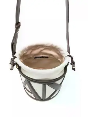 Armani Exchange Logo-patch Leather-trim Bucket Bag