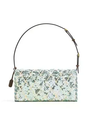 Valentino Garavani Devain Rhombelle Sequined Shoulder Bag - Blue