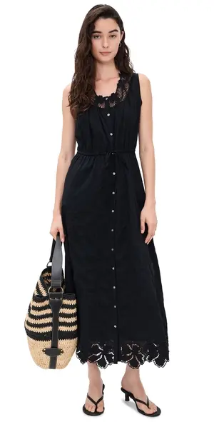 Rails Lorina Maxi Dress With Floral Embroidery - Black