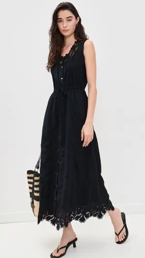 Rails Lorina Maxi Dress With Floral Embroidery - Black