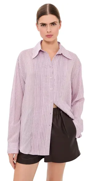 Tibi Ultra Light Striped Pintucked Shirt