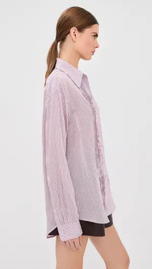Tibi Ultra Light Striped Pintucked Shirt