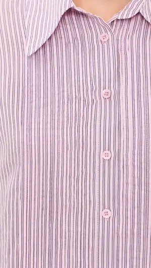 Tibi Ultra Light Striped Pintucked Shirt