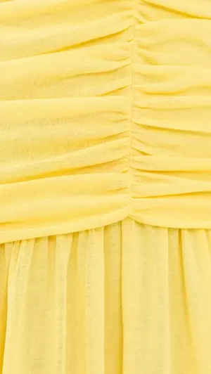 Bite Studios Evidente Dress Ruched Midi Length Cotton Knit - Daffodil