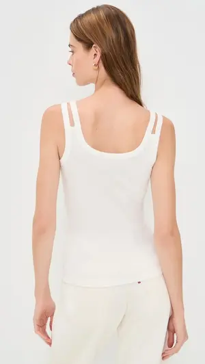 ASKK NY Ribbed Double Tank Top - 100 Ivory