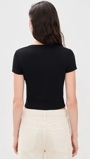 JAMES PERSE V-neck Cropped Tee - Black