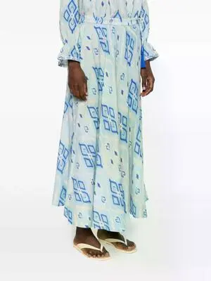 Nimo With Love Ikat-print Flared Midi Skirt