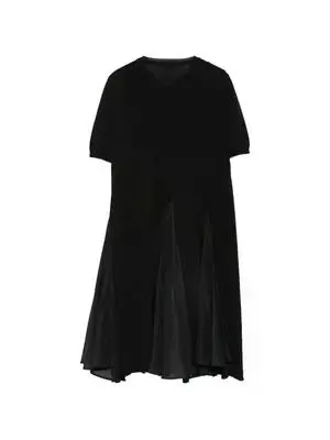 SEMICOUTURE Crew-neck Pleated Dress - Black