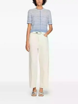 Sandro Short-sleeve Knit Cardigan With Gradient Pattern - Blue