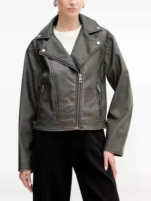 Guess Quilted-panel Biker Jacket - Grey