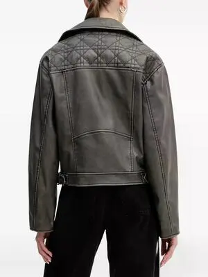 Guess Quilted-panel Biker Jacket - Grey