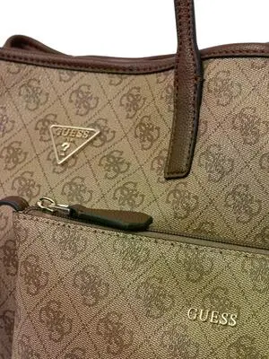 Guess Victtoria Monogram-print Shoulder Bag - Neutrals