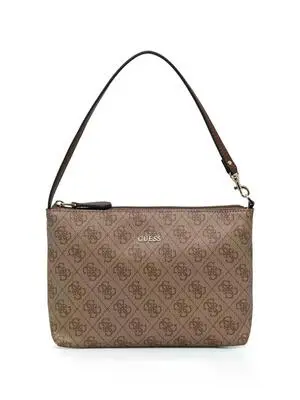 Guess Victtoria Monogram-print Shoulder Bag - Neutrals