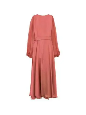 LE RJTANGE Wrap-design Belted Midi Dress