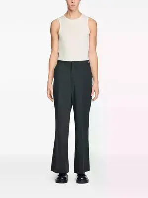Sandro Wide-leg Wool Trousers With Buckles - Grey
