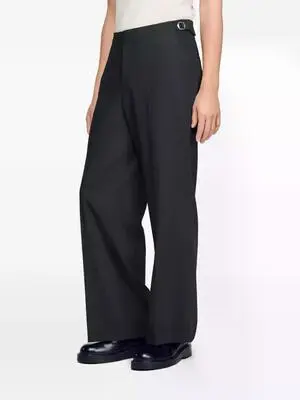 Sandro Wide-leg Wool Trousers With Buckles - Grey