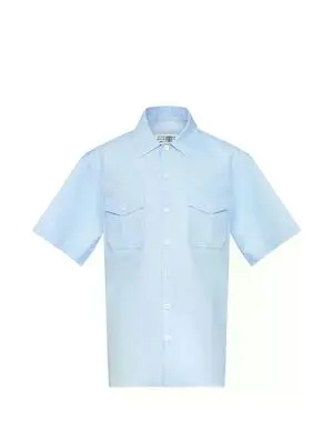 MAISON MARGIELA Button-down Short-sleeve Cotton Shirt - Blue