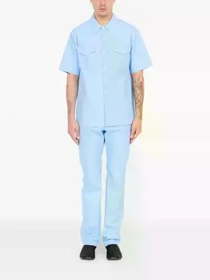 MAISON MARGIELA Button-down Short-sleeve Cotton Shirt - Blue