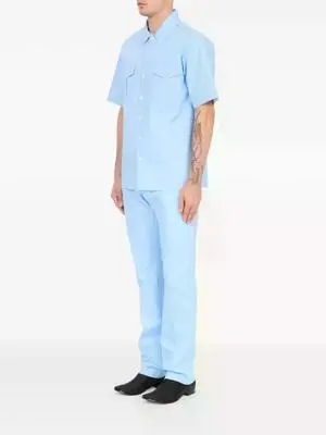 MAISON MARGIELA Button-down Short-sleeve Cotton Shirt - Blue