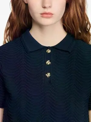 Sandro Scalloped Cropped Polo Top
