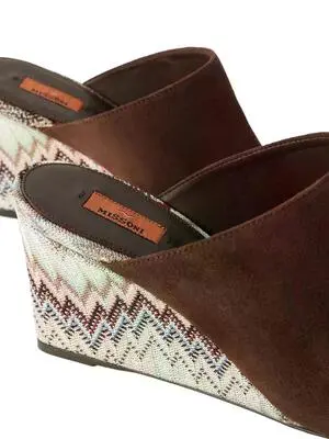 Missoni Chevron-knit Suede Mules