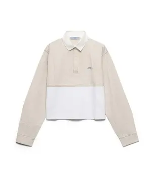 Prada Chambray And Jersey Polo Shirt - Neutral