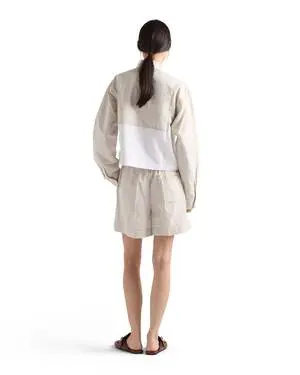 Prada Chambray And Jersey Polo Shirt - Neutral
