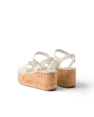 Prada Crochet Wedge Platform Sandals
