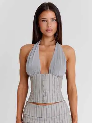 OUTCAST Ariyah Corset-inspired Top - Gray