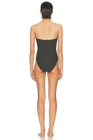 TOTEME Ribbed Strapless One Piece Swimsuit - Green
