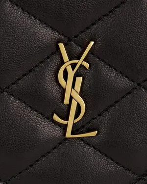 Saint Laurent Agneau Plume Matelasse Pouch - Nero