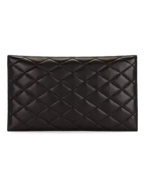 Saint Laurent Agneau Plume Matelasse Pouch - Nero