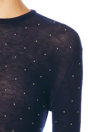 Rabanne Studded Long Sleeve Maxi Dress - Navy
