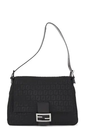 Fendi Zucchino Mama Baguette Shoulder Bag - Black