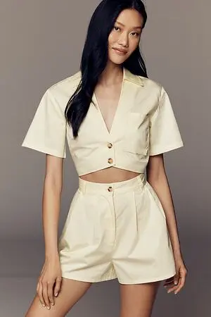 Anthropologie Cotton Poplin Cutout Romper - Yellow