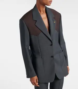 Versace Medusa Wool And Mohair Blazer - Grey