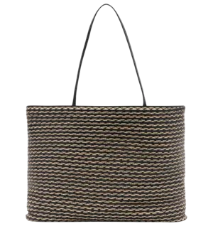 THE ROW Beau Large Raffia And Leather Tote Bag - Black