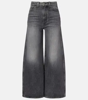 Khaite Delina High-Rise Wide-Leg Jeans Grey