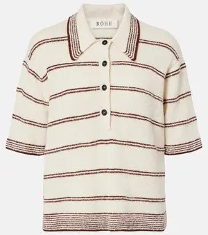RÓHE Striped Cotton-blend Polo Shirt - Beige