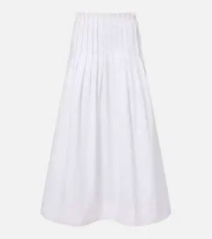 RÓHE Pleated Cotton Poplin Midi Skirt - White