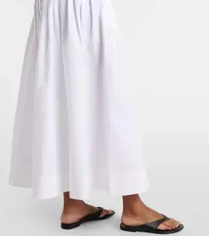 RÓHE Pleated Cotton Poplin Midi Skirt