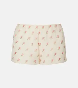 Khaite Tilly Floral Silk Organza Shorts - White