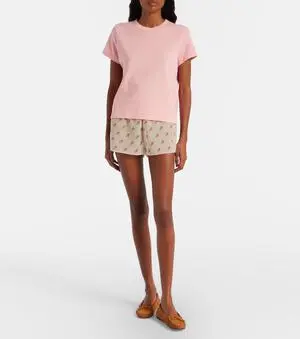 Khaite Tilly Floral Silk Organza Shorts - White