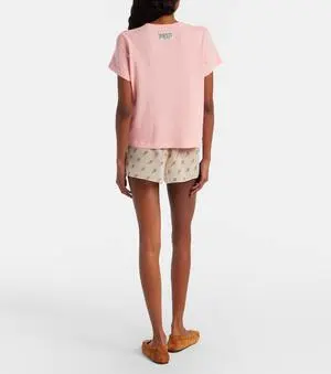 Khaite Tilly Floral Silk Organza Shorts - White