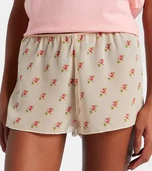 Khaite Tilly Floral Silk Organza Shorts - White