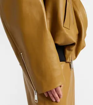 Khaite Oversized Leather Jacket - Brown