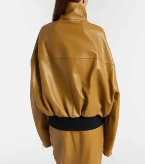 Khaite Oversized Leather Jacket - Brown